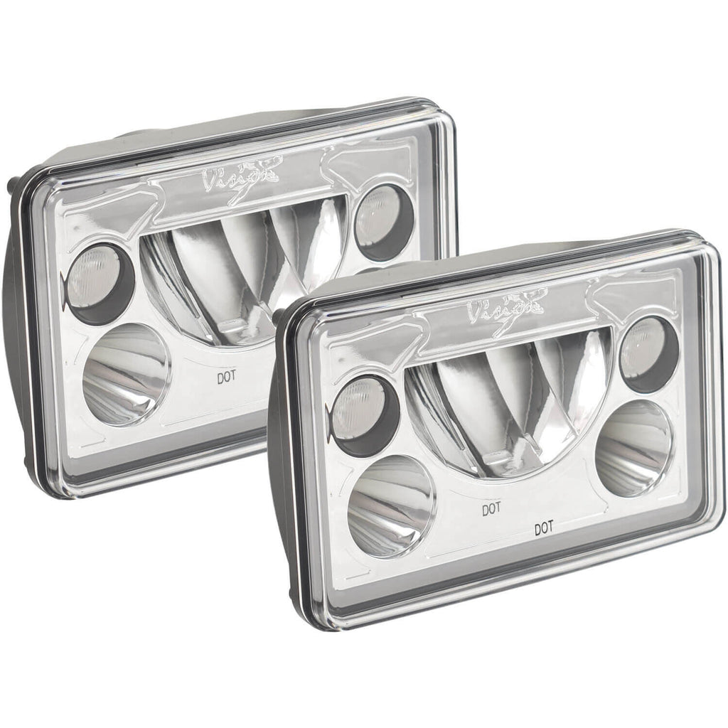4x6" VX Series LED Headlight Kit - Chrome | White Halo – Vision X Off-Road